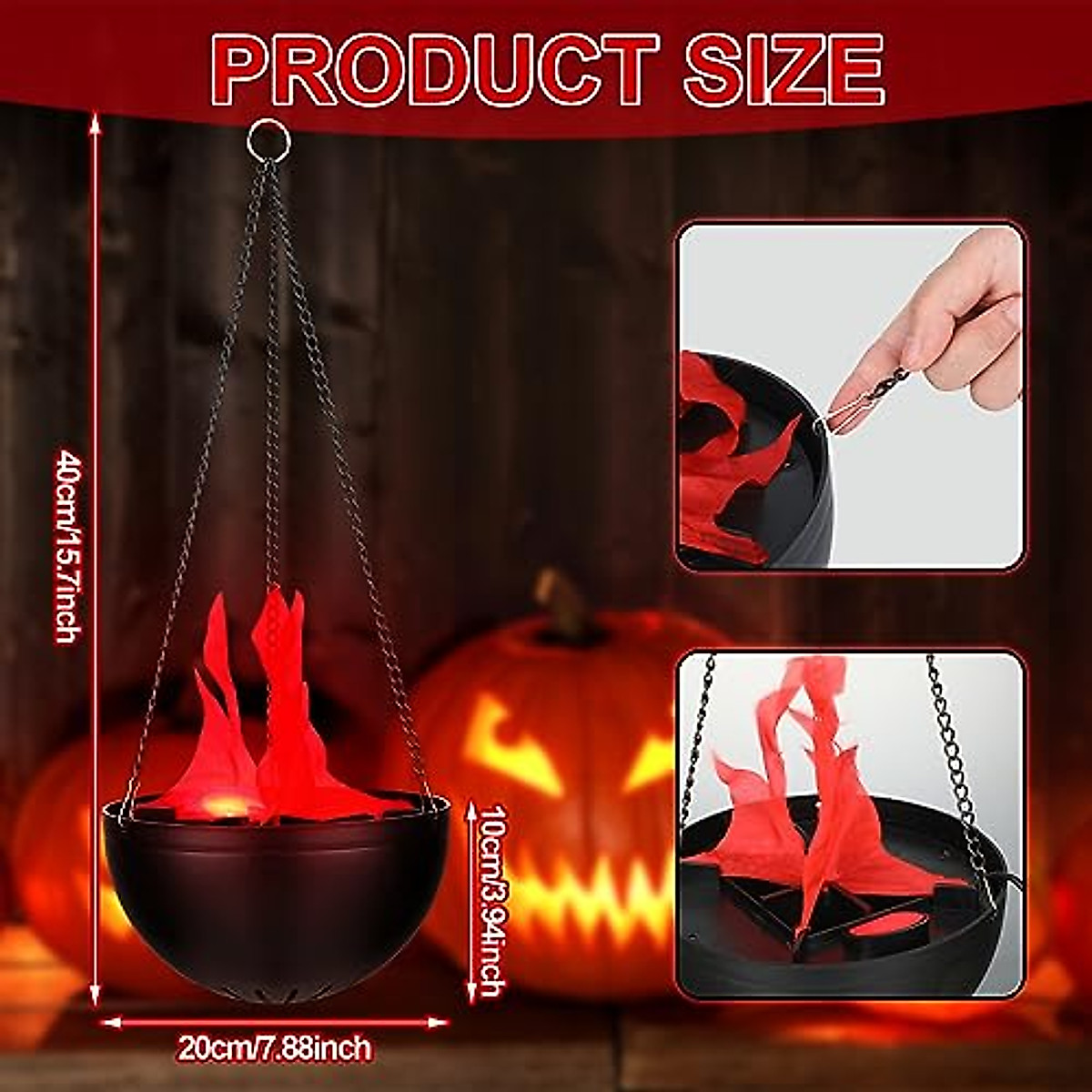 Baquler 2 Pcs Halloween 3D Fake Fire Light 110v Artificial Hanging LED Flame Light Realistic Campfire Halloween Lamp Prop Flame Light for Christmas, New Year, Festival, Night Club, Party Decor