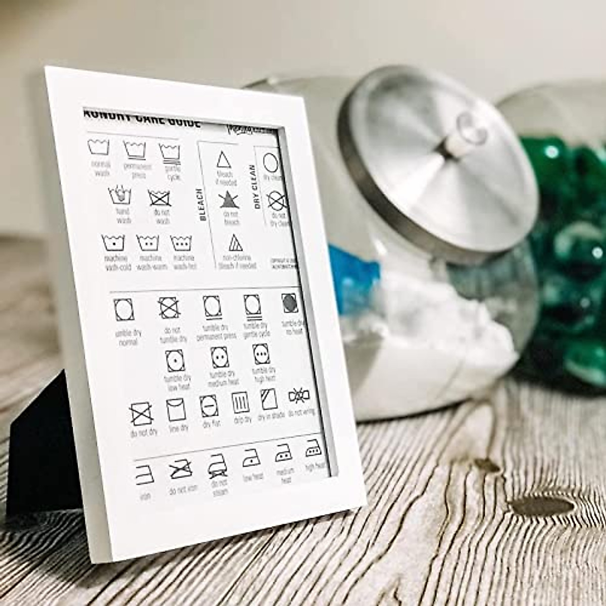 Talented Kitchen Magnetic Laundry Symbols Guide, Magnet White Vinyl Laundry Care Guide Sign for Washing, Drying, Ironing, and Dry Clean, Laundry Room (5 x 7 in)