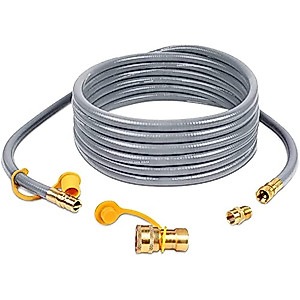 GASPRO 24FT 1/2" ID Natural Gas Hose, Low Pressure LPG Hose with Quick Connect, for Weber, Char-broil, Pizza Oven, Patio Heater and More