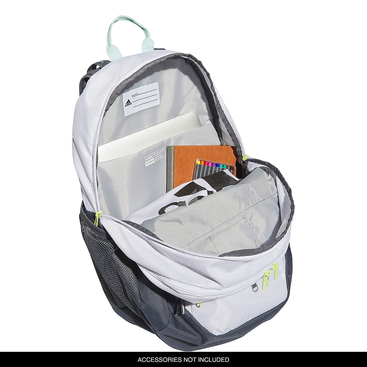 adidas Excel Backpack Durable Large Athletic Student Laptop Book Bag for Boys/Girls, White/Semi Flash Aqua Blue/Orchid Fusion Purple, One Size