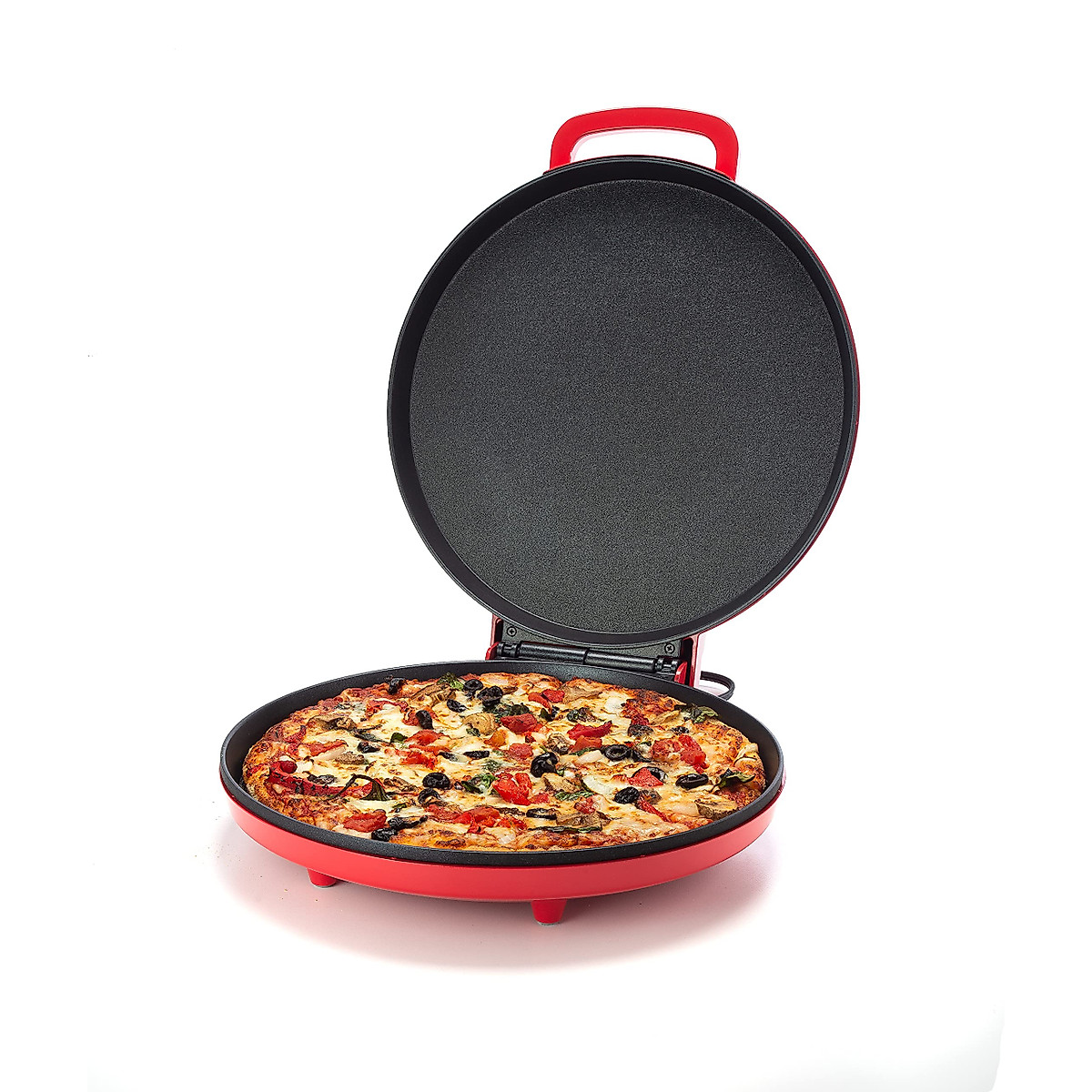 Zenith Versa Grill Non-Stick Pizza Maker Machine For Home, Calzone Maker, Pizza Oven Converts to Electric indoor Grill, Red