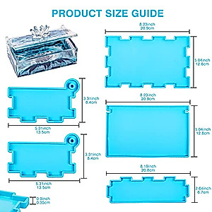 Resin Rectangle Box Mold, Epoxy Resin Silicone Large Storage Container with Lid Set Mould for Casting, Perfect for Dominoes Coffee Pod Jewelry Napkin Candy Cosmetics Trinket Crafts DIY Organizer