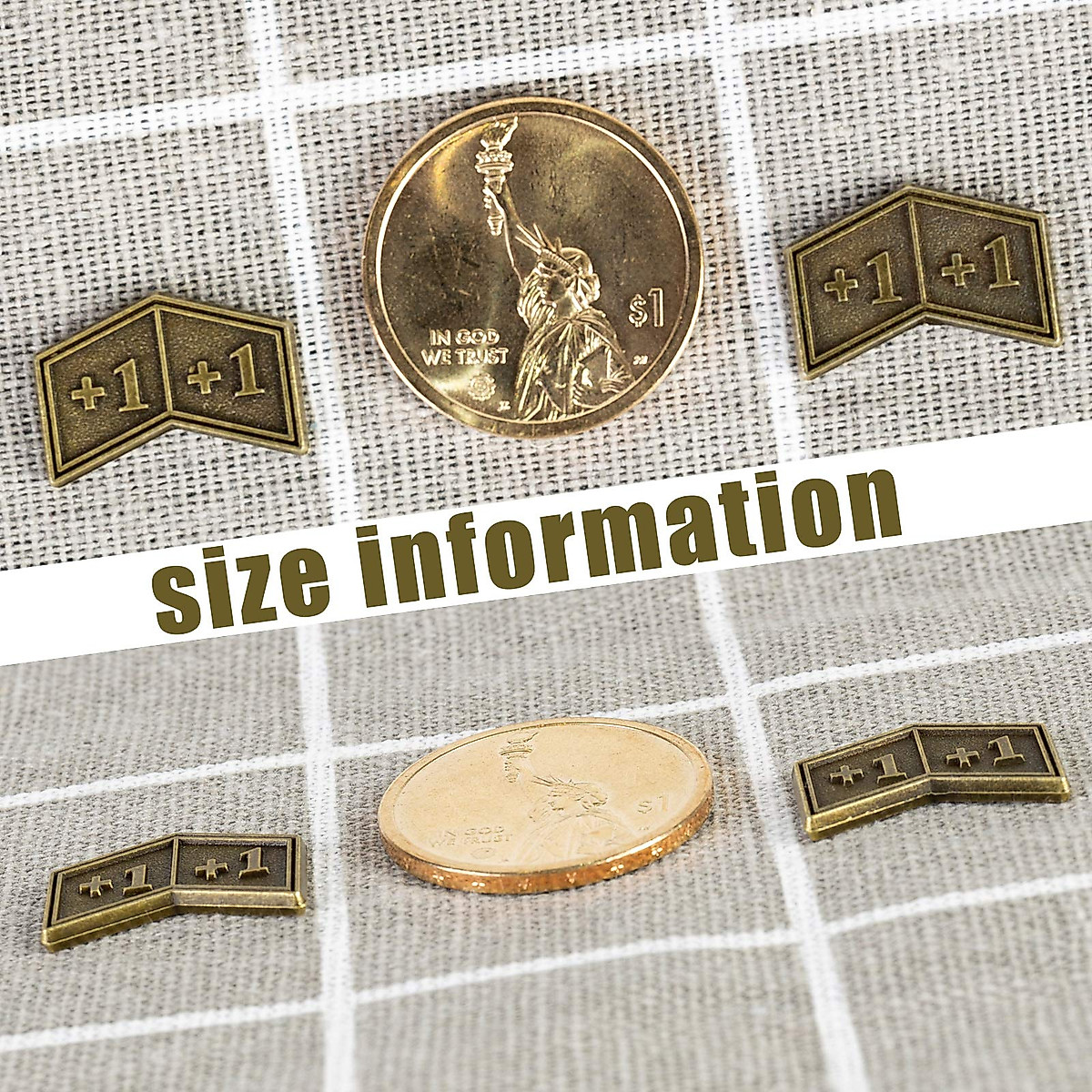 40 PCS Antique Metal Buff Counter Tokens with Velvet Bag Magic The Gathering Token Creature Stats or Loyalty Counters for MTG CCG Card Gaming Accessories, Black&Bronze