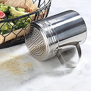 New Star Foodservice 28485 Stainless Steel Dredge Shaker with Handle, 10-Ounce, Set of 2