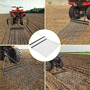VEVOR, 4' x 5' ATV Chain, UTV Tractor Attachments Drag Mat for Landscape Leveling or Sod Prepping, Durable Harrow Rake Grader for Gravel Driveway, Farm, Garden, Field, Black