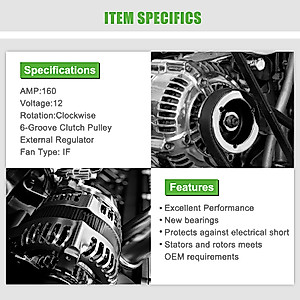 NOTUDE 1Pcs Alternator for Caravan 2001-2007 for Town & Country 2001-2007 13870 Vehicle AC Generator