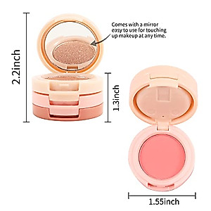 Boobeen Blush and Highlighter Kit, 3 in 1 Makeup Pressed Powder Palette Shimmer Bronzer, Orange&Pink Matte Blusher Blendable Glow Face Palette for a Redness and Glowing Look