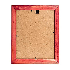 Rustic Wooden Picture Frame 11x14 Inch- 100% Natural Solid Eco Distressed Wood for Wall Mounting Photo Frame - Red
