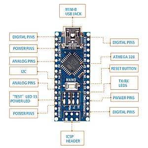 ACEIRMC for Arduino Nano V3.0, Nano Board CH340/ATmega328P Without USB Cable, Compatible with Arduino Nano V3.0 (Without Cable) (3 Pack)