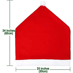 IXI 4-Pieces Christmas Chair Covers - Red Non-Woven Fabrics Santa Claus Hat Chair Back Covers for Xmas Decor
