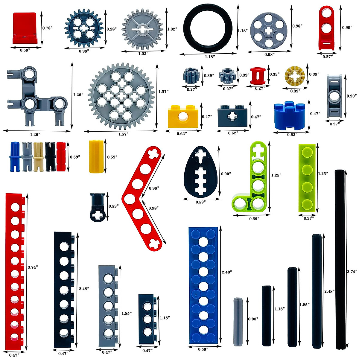 TACYILLU 202 Pcs Building Blocks Parts Gear Chain Wheels Connectors Axle, Liftarm, Pins Accessories Brick Sets Toys Tight Fit with Major Brands…