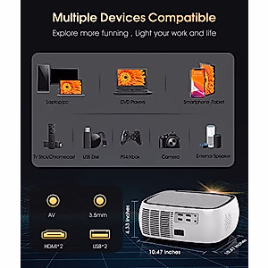 5G WiFi 1080P Projector Bluetooth 4K Supported - BIGASUO 420 ANSI Outdoor Movie Projector with 4D/4P Keystone & 50% Zoom, Portable Home Theater HD Video Projector for PS4, TV Stick, Laptop, Phone