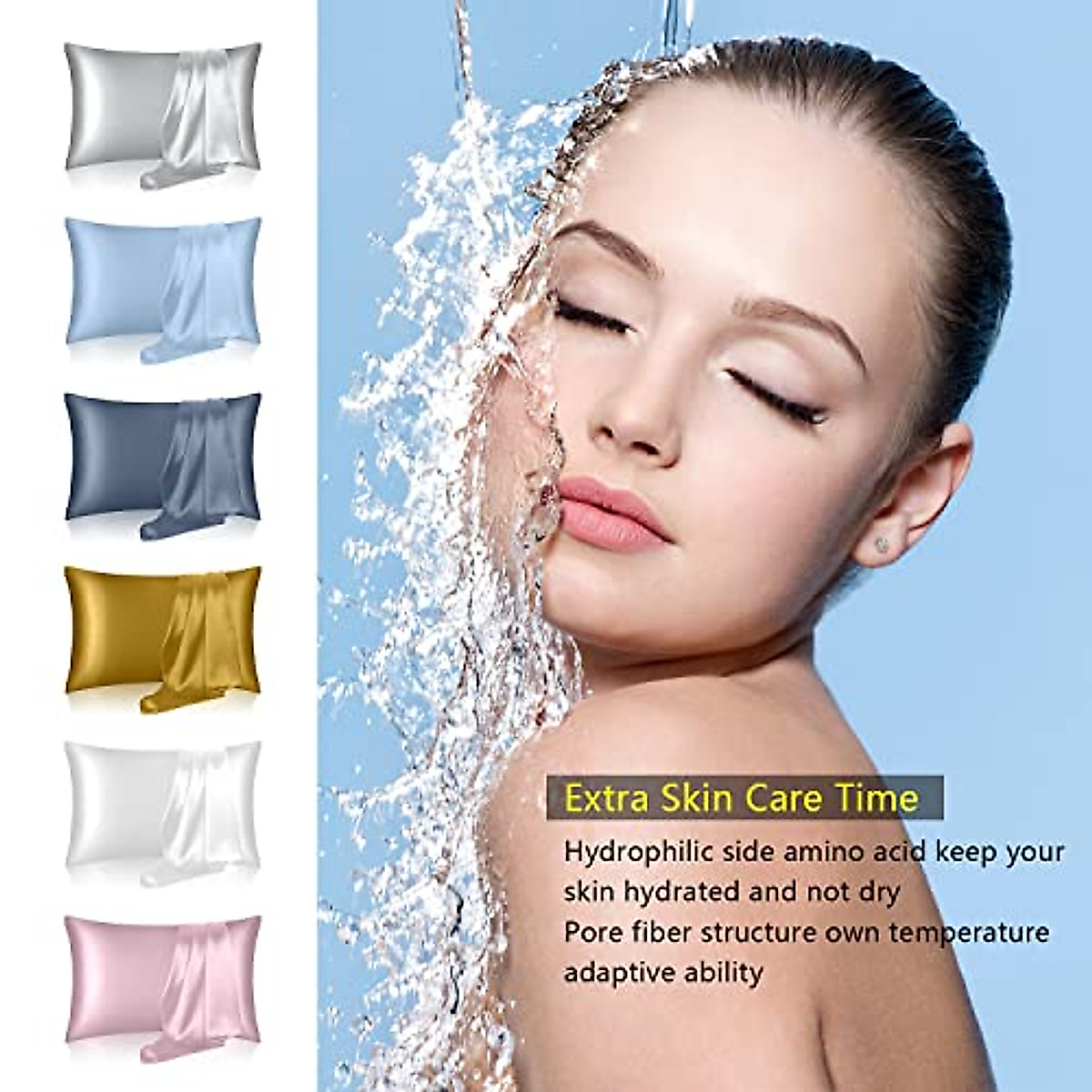 Silk Pillowcase for Hair and Skin,Mulberry Silk Pillow Cases Standard Size,Anti Acne,Cooling,Beauty Sleep,Both Sides Natural Silk Satin Pillow Covers with Hidden Zipper,Gifts for Women Men,White