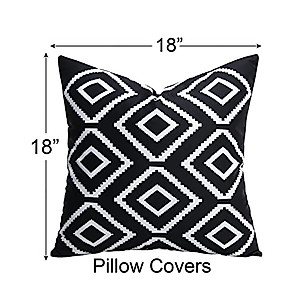cygnus 18x18 Inch Black and White Outdoor Waterproof Pillow Covers Modern Geometry Decorative for Patio Furniture Outside Sunbrella Set of 2