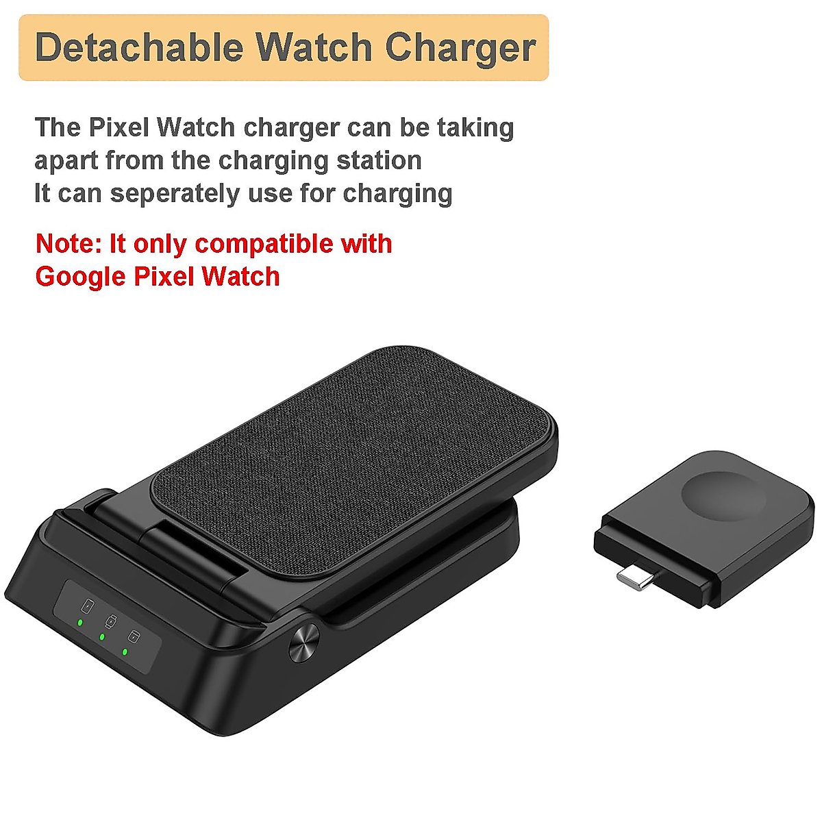 Wireless Charger for Google, 3 in 1 Charging Station for Google Pixel 7/7A/7 Pro/6/6 Pro/5/4/3/XL/Pixel Fold, Pixel Buds Pro, Charger for Google Pixel Watch (Not for Pixel Watch 2)