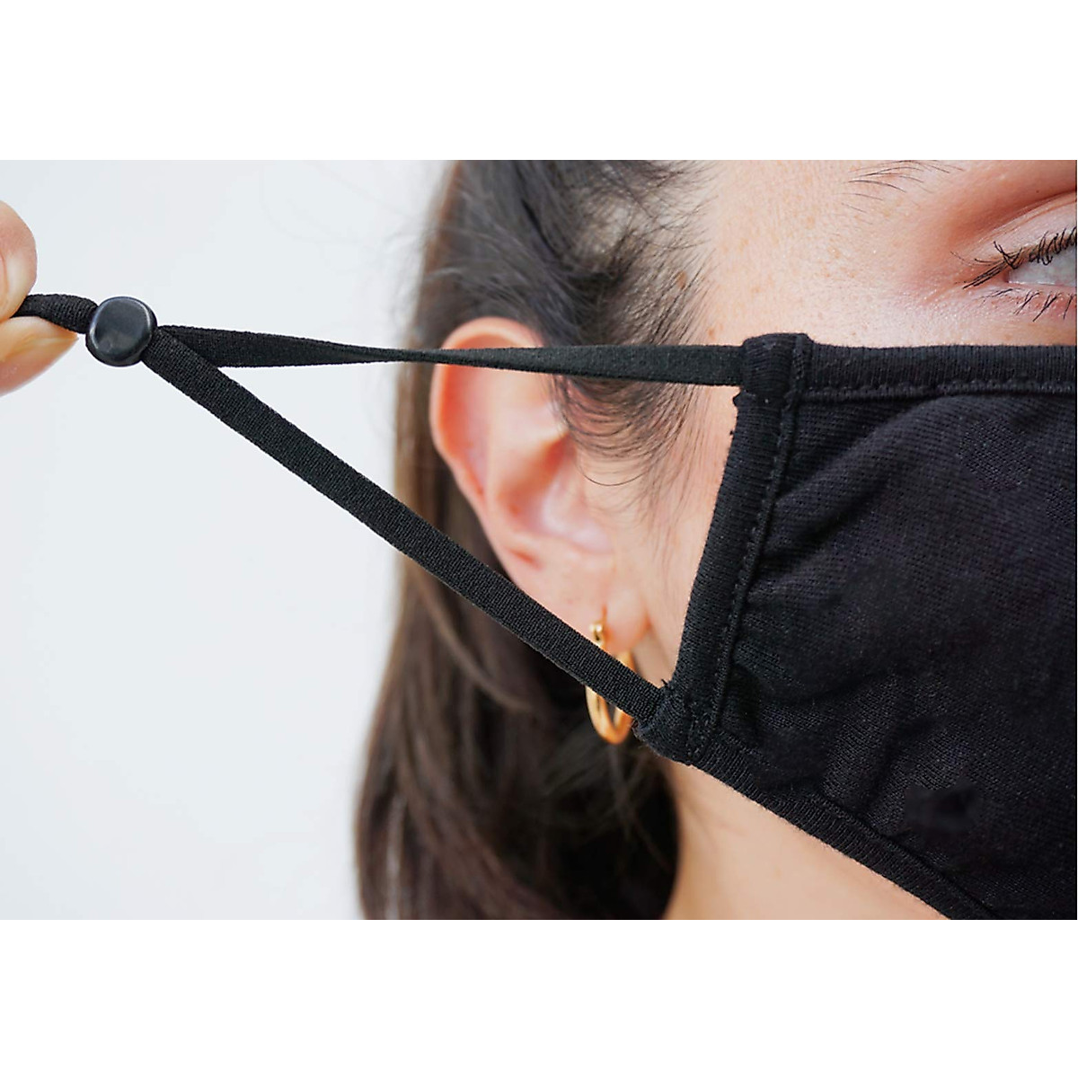 Simlu 6 Pack Premium Fabric Face Mask Reusable with Adjustable Elastic, 2 Layer,Cotton, Breathable, Nose Wire Black Cloth face Mask Washable Fits Men Women and Kids Made In USA