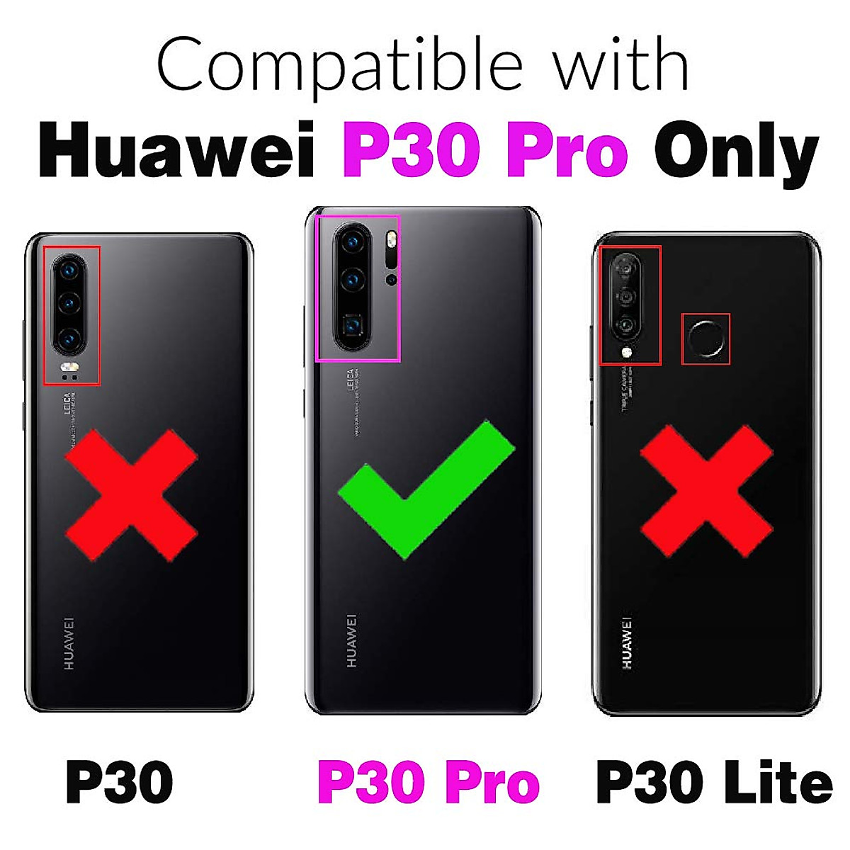 Phone Case for Huawei P30 Pro with Tempered Glass Screen Protector Cover and Magnetic Ring Holder Stand Kickstand Slim Hard Cell Accessories Huwai Hawaii Hwauei Haweii P 30 30pro Men Women Cases Red