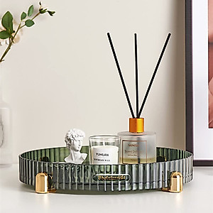 CESTATIVO Makeup Perfume Organizer, 360 Degree Rotating Lazy Susan, Bathroom Vanity Tray, Counter Organizer, Green