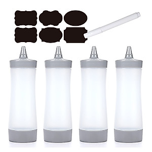 Qiuhome Condiment Squeeze Bottle,Ketchup Squeeze Bottle,Plastic Squeeze Bottle, 12oz (Gray)