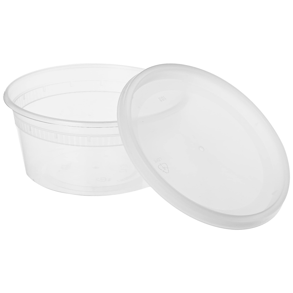 Asporto 12 Ounce To Go Boxes, 100 Microwavable Round Soup Containers - Clear Plastic Lids Included, Do Not Contain BPA, Clear Plastic Soup Containers, Disposable - Restaurantware