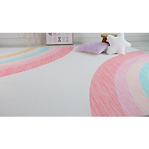 RUG BRANCH Soft Steps Playtime 5' x 7' (5'3" X 7'7") Non-Toxic, Child and Pet Safe, Rainbow Playmat - Indoor Area Rug for Kids, Pink Cream - Playroom, Nursery, and Children Bedroom