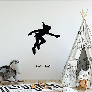 Peter Pan Wall Decal - Shadow - Disney Vinyl Sticker Silhouette for Kid's Playroom, Bedroom Decoration or Nursery Decor