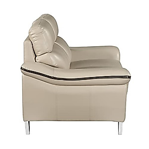 Blackjack Furniture Bailey Leather Match Upholstered Living Room Loveseat, Beige