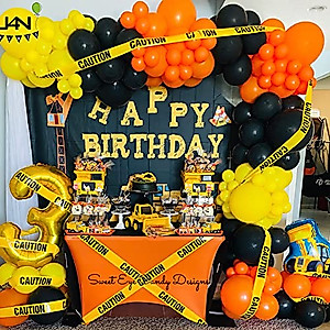 167Pcs Construction Party Balloons Garland Kit for Kids Birthday Dump Truck Quarantine Party Supplies with Orange Black Yellow White Balloons