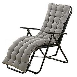 Sun Lounger Chair Cushions, Sundlight Patio Cushions Chaise Outdoor Mattress Garden Recliner Quilted Thick Padded Seat Cushion Reclining Chair Rocking with Ties (Grey, 155x48x8cm/61x18.89x3.14inch)