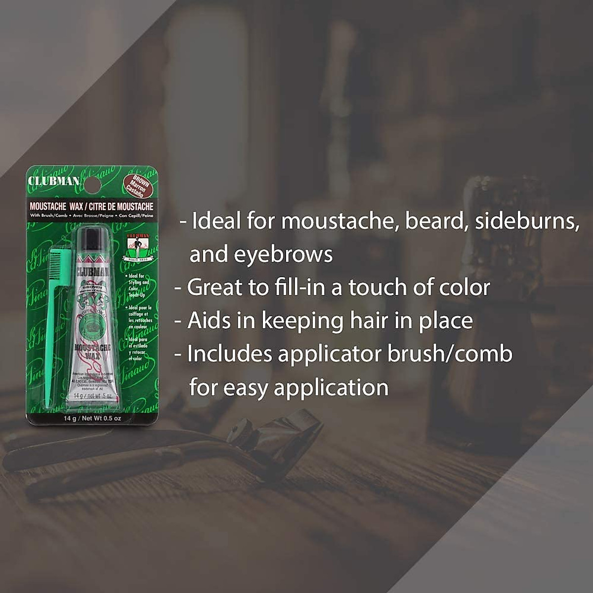 Pack of 3 Each Pinaud Moustache Wax Brown 1ea