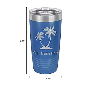 LaserGram 20oz Vacuum Insulated Tumbler Mug, Palm Trees, Personalized Engraving Included (Dark Blue)