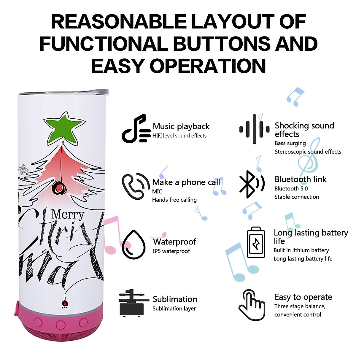 HIZEE 12pack 20oz cups Bluetooth Sublimation Tumbler with Straw and Lid, Double-Wall Stainless Steel Vacuum Insulation Tumbler Blank, RemovableRechargeable Bluetooth Wireless Speaker miexd