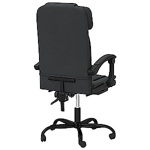 Reclining Office Chair,Rolling Chair,Swivel Chairs,Ergonomic Office Chair,Executive Chair,for Your Living Room,Bedroom,Office,Study,Makeup Vanity, Black Faux Leather