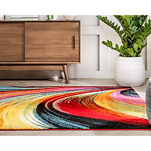 Well Woven Viva Pleasure Modern Abstract Multi Bright Area Rug 5'3" x 7'3"