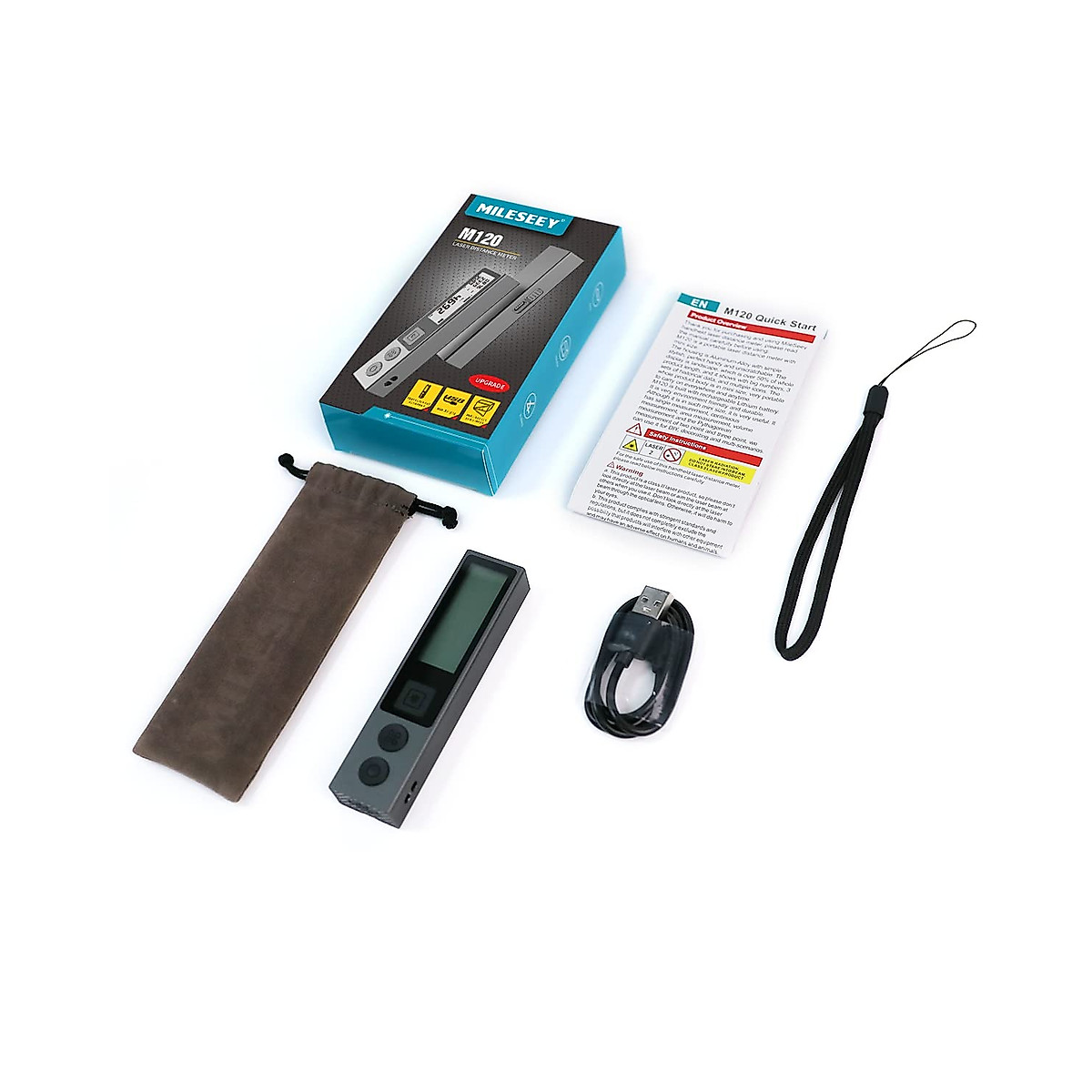 MiLESEEY Laser Measure,Mini Portable Laser Measurement Tool with Alloy Housing Design,Rechargeable,Backlit Display,M/in/Ft Unit Switching,Pythagorean Mode, Measure Distance, Area and Volume (98 Feet)