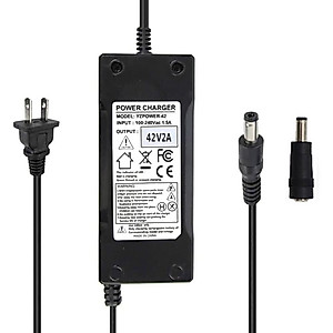 36V Lithium Battery Charger Output 42V 2A for 36V 10S Li-ion Batteries Pack DC 5.5 * 2.1mm Plug with a 5.5 * 2.5mm tip