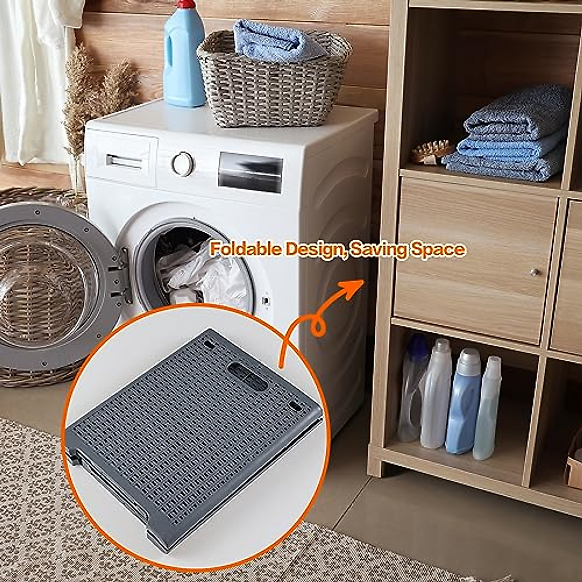 Doryh 82 L Plastic Collapsible Laundry Basket, 2 Packs, Folding Laundry Hamper with Lid