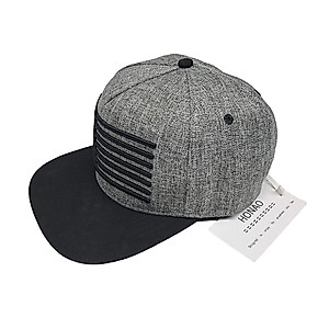 HONAO Baseball Cap American Flag Snapback Hats,Unisex Adult Adjustable Trucker Hat Hip Hop Dad Hat Boys Flat Brim hat(Dark Grey Flag)