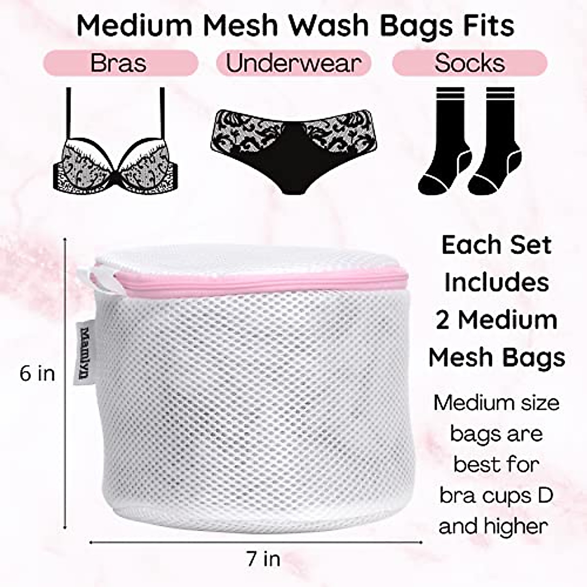 Mamlyn Mesh Bra Bags for Washing Machine, Lingerie wash Bags for Laundry