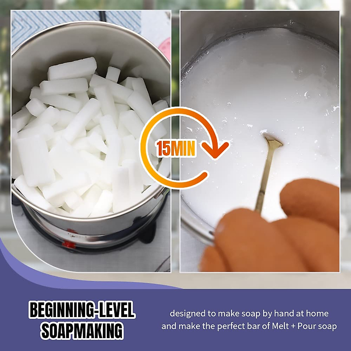 FAST METL Soap Making Kit with Electronic Hot Plate, Basic DIY Soap Making Supplies Including 1.1 lb Glycerin Soap Base, Pouring Pot, Silicon Mold for Adults and Beginners Craft Project