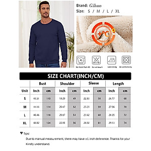 Gihuo Men's Crewneck Sweatshirt Winter Warm Sherpa Lined Pullover Fleece Top Heavyweight Loungewear Sweatshirt (Navy, Large)