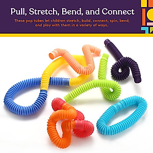 Special Supplies 8-Pack Fun Pull and Stretch Tubes for Kids - Pop, Bend, Build, and Connect Toy, Provide Tactile and Auditory Sensory Play, Colorful, Heavy-Duty Plastic (Huge)