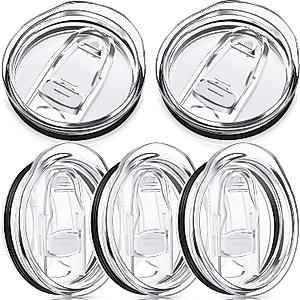 20 oz Skinny Replacement Lids Tumbler Replacement Lids Plastic Splash Resistant Lids Covers Spill Proof Skinny Tumbler Lid Cup Covers for Mouth Tumbler Cooler Cup (Clear, 5 Pack)