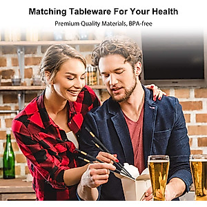 Crownyard -10 Pairs Fiberglass Chopsticks,Reusable Chop sticks Dishwasher Safe, Non-slip, 9 1/2 inch (Simple Silver)