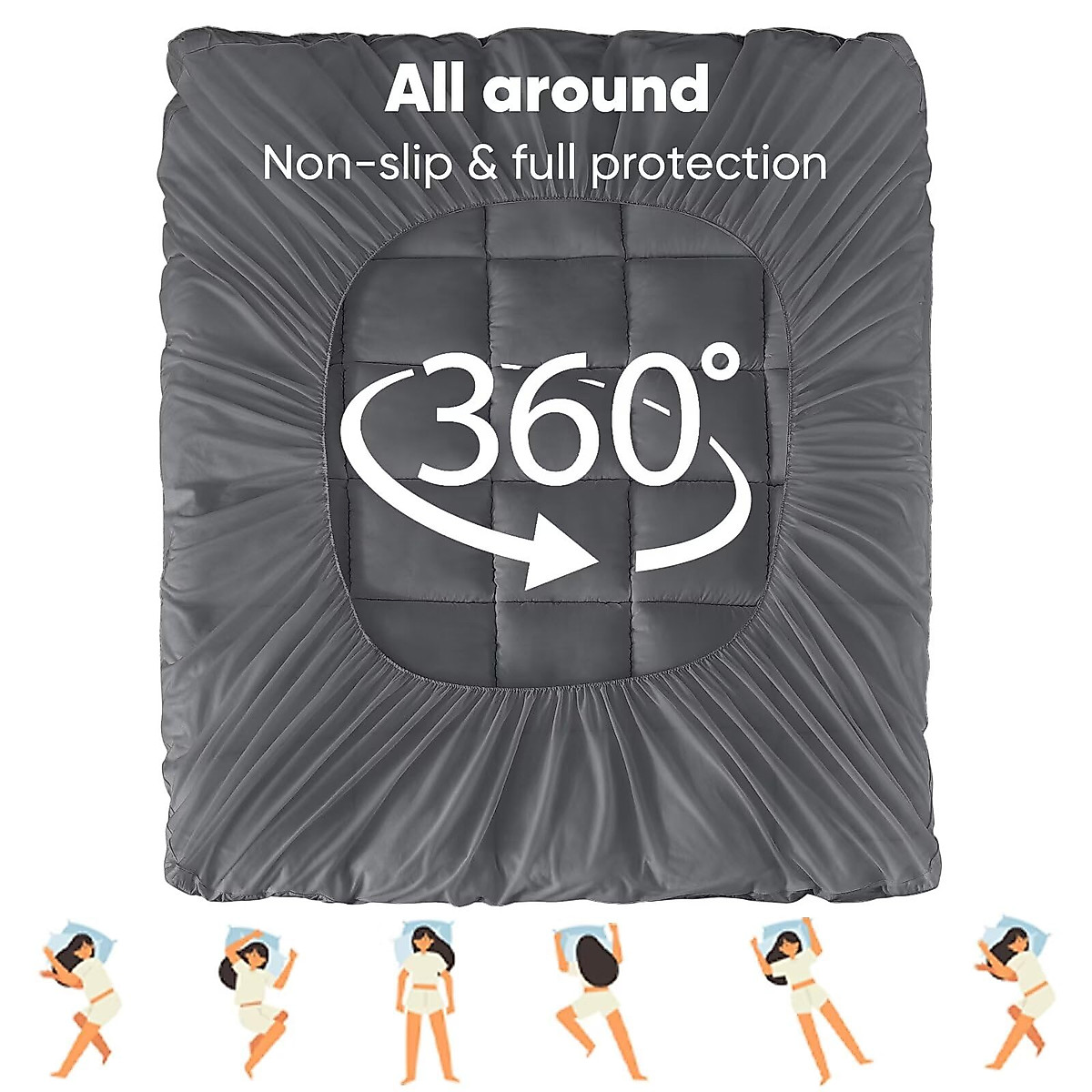 Mattress Topper Queen Size, CYMULA Cooling Mattress Pad Cover for Bed Back Pain, Extra Thick Pillow top Down Alternative Overfilled Plush with 8-21 Inch Deep Pocket - 60"x80" Grey