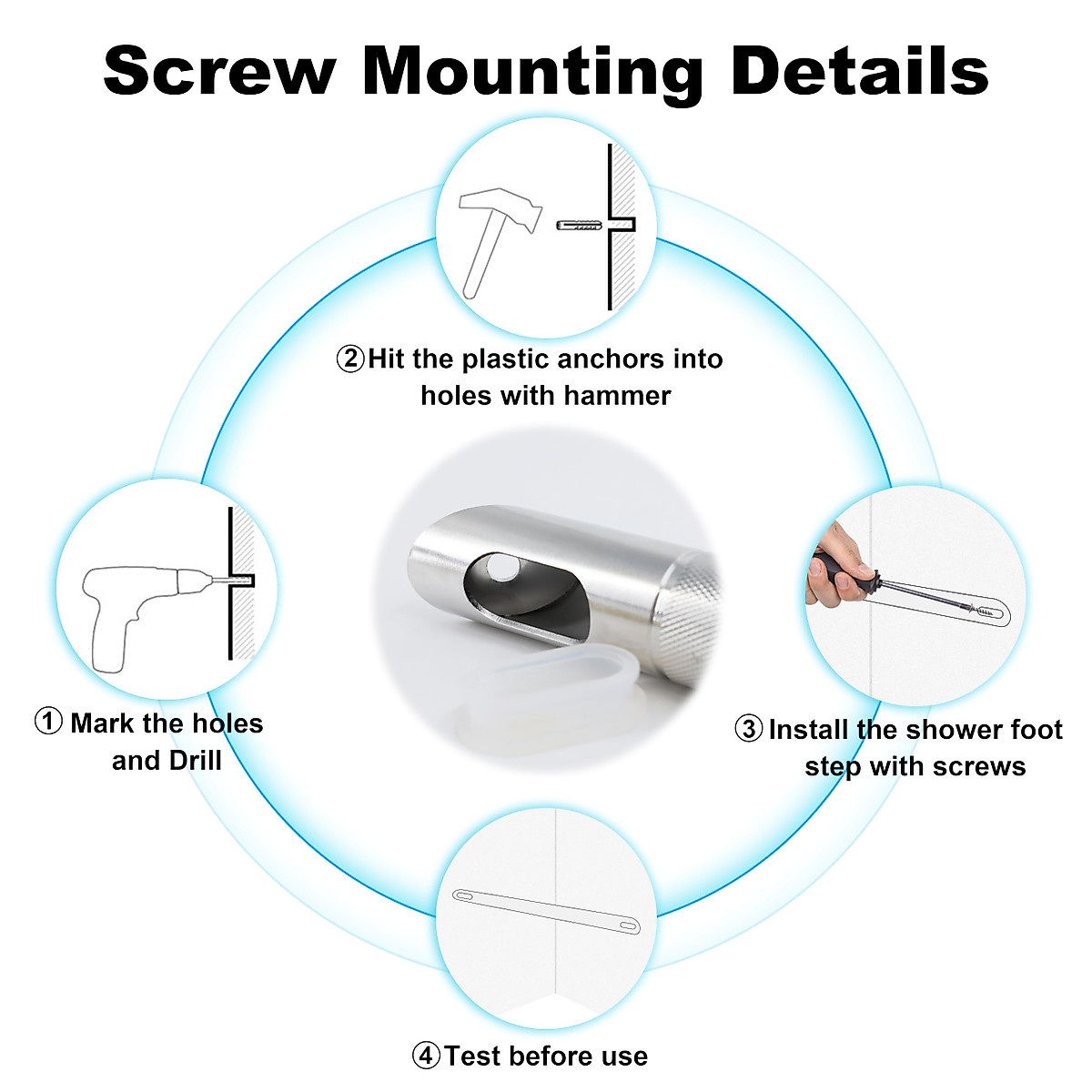 Kalnweis Shower Foot Rest,Shower Foot Rest for Shaving Legs,Metal Footstool for Corner of The Bathroom,Wall Mounted Stainless Steel Shower Step(GH-15)