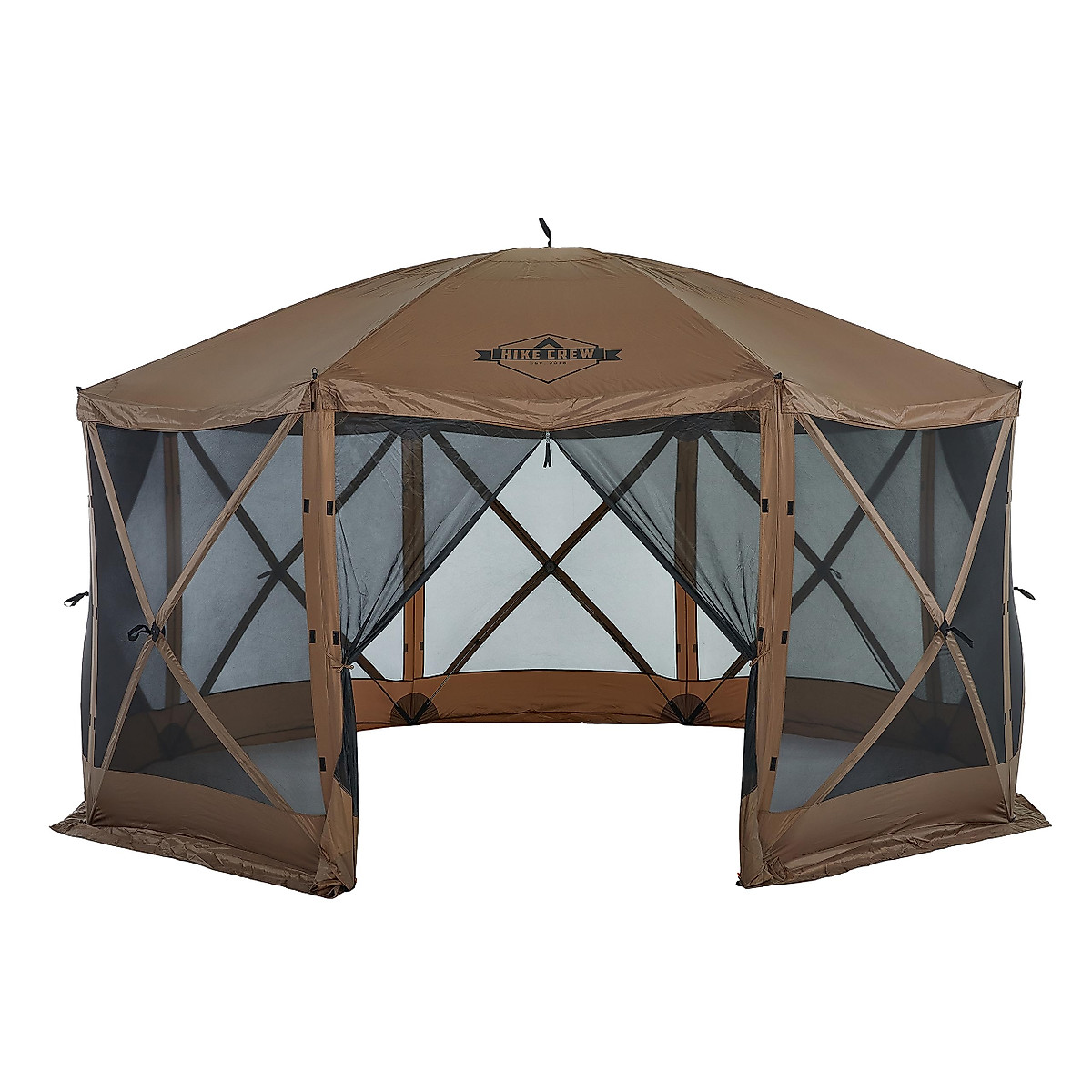 Hike Crew Extra Large 14.5’ x 14.5’ Pop-Up Gazebo Screen Tent | Screened 8-Sided Instant Outdoor Canopy Shelter w/Stakes, Ropes & Carry Bag for Camping, Sports, Picnic Table | UV Resistant SPF 50+