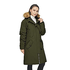WenVen Women's Winter Hooded Waterproof Parka Jacket Long Coat (Army green, XL)