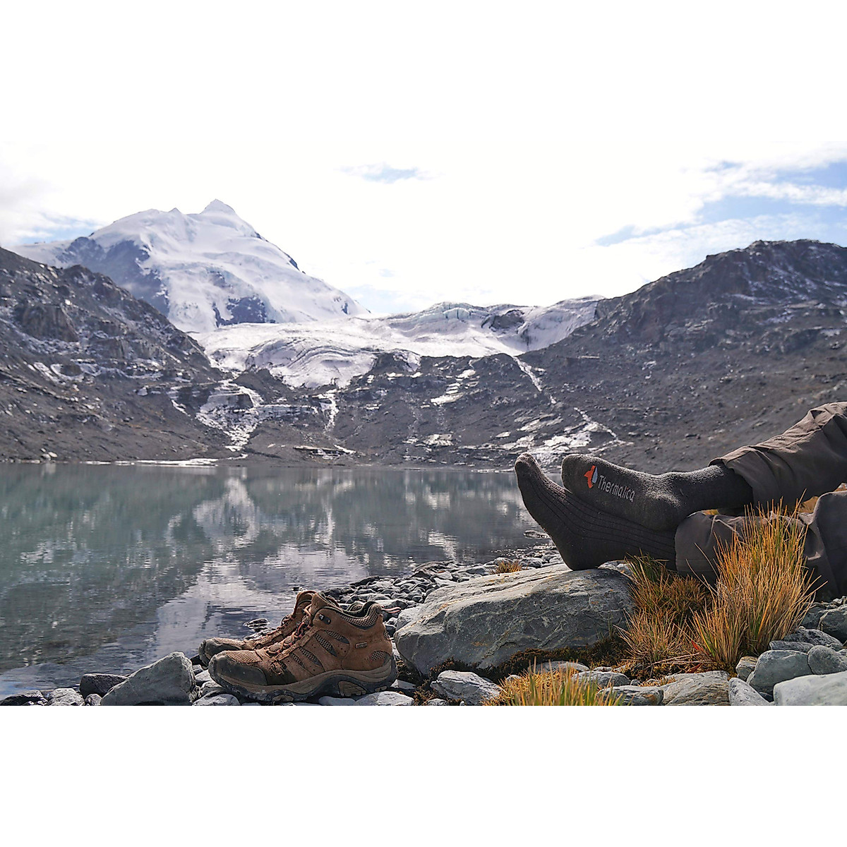 Luxury Thermal 80% True Merino Wool Socks-Over Calf, For Boots, Hiking,Ski &Home Black Gray