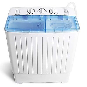SUPER DEAL Portable Washer Mini Twin Tub Washing Machine 17.6 lbs w/78.8'' Inlet Hose, Gravity Drain Pump, For Camping, Apartments, Dorms, College Rooms, RV's, Delicates and more